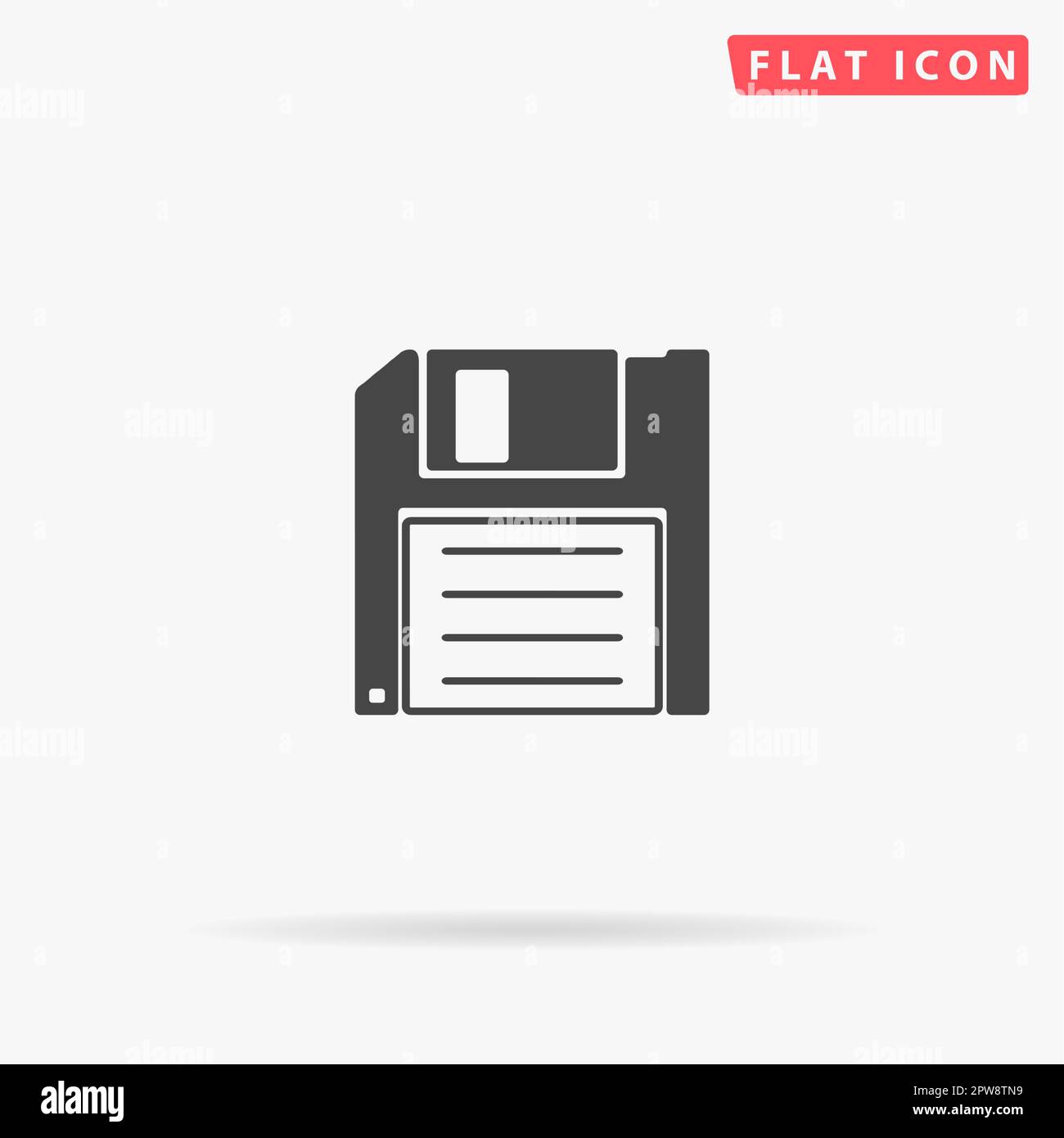 Diskette Save. Simple flat black symbol with shadow on white background ...