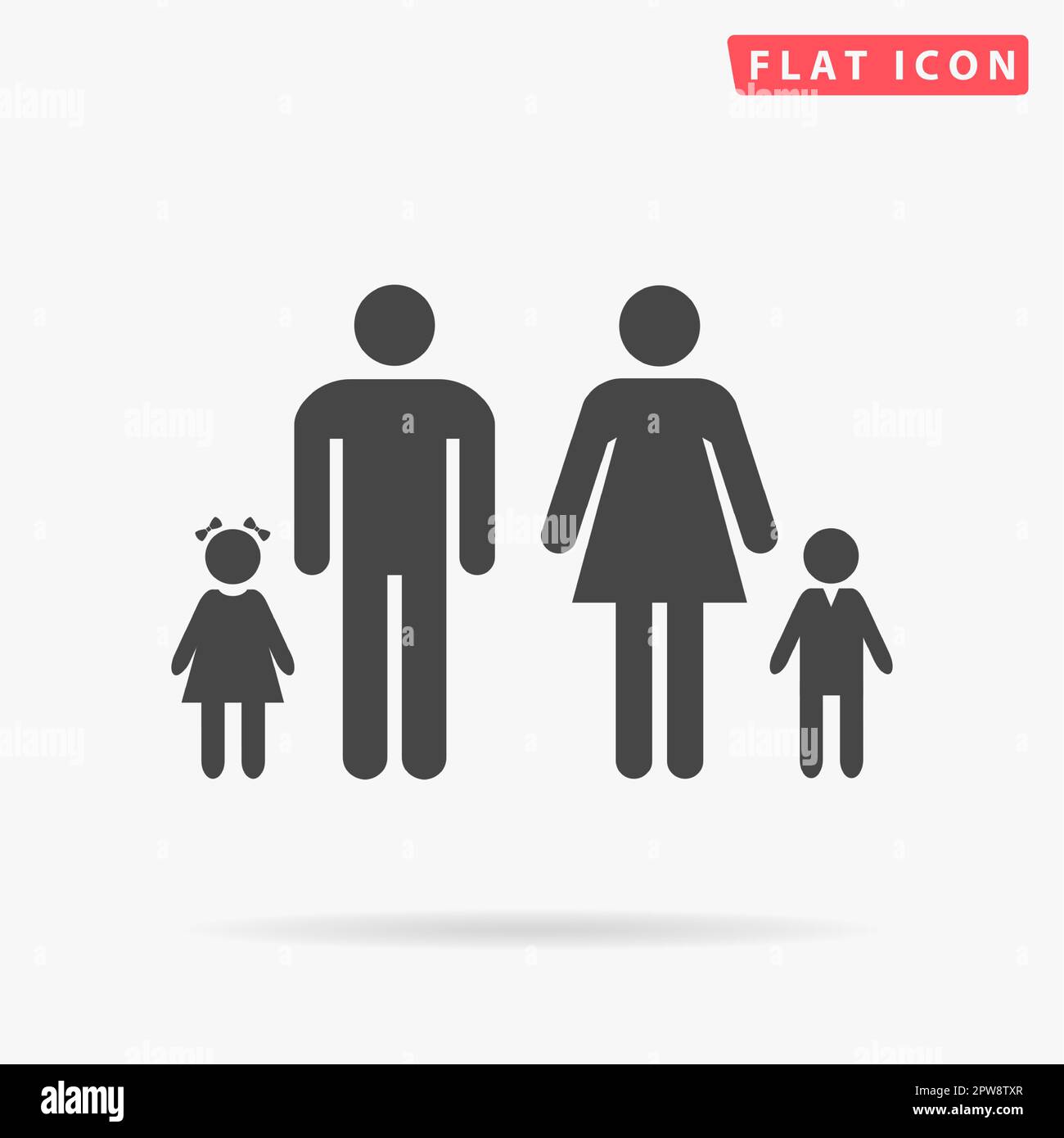 Family. Simple flat black symbol with shadow on white background ...