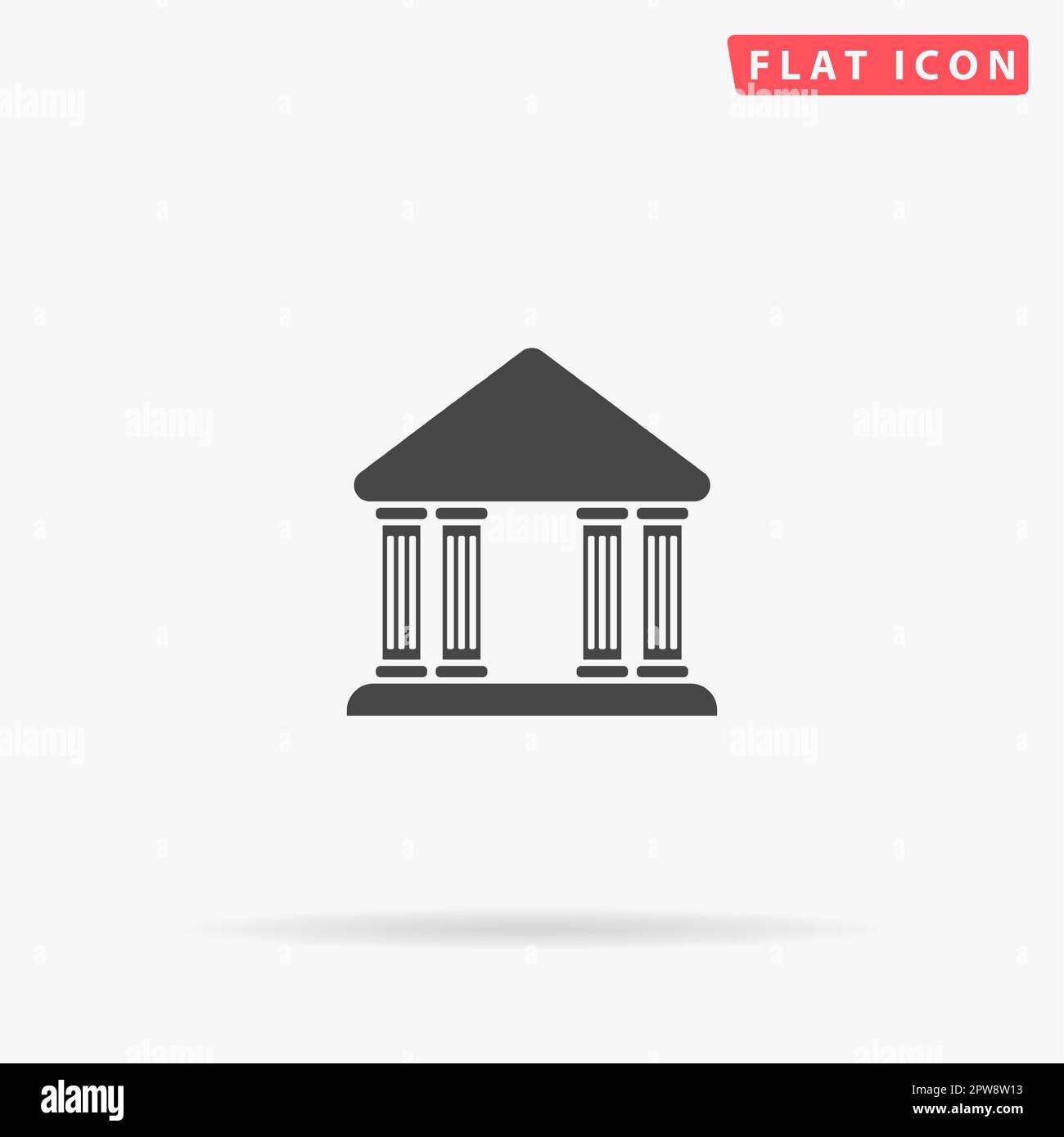 Court building. Simple flat black symbol with shadow on white ...