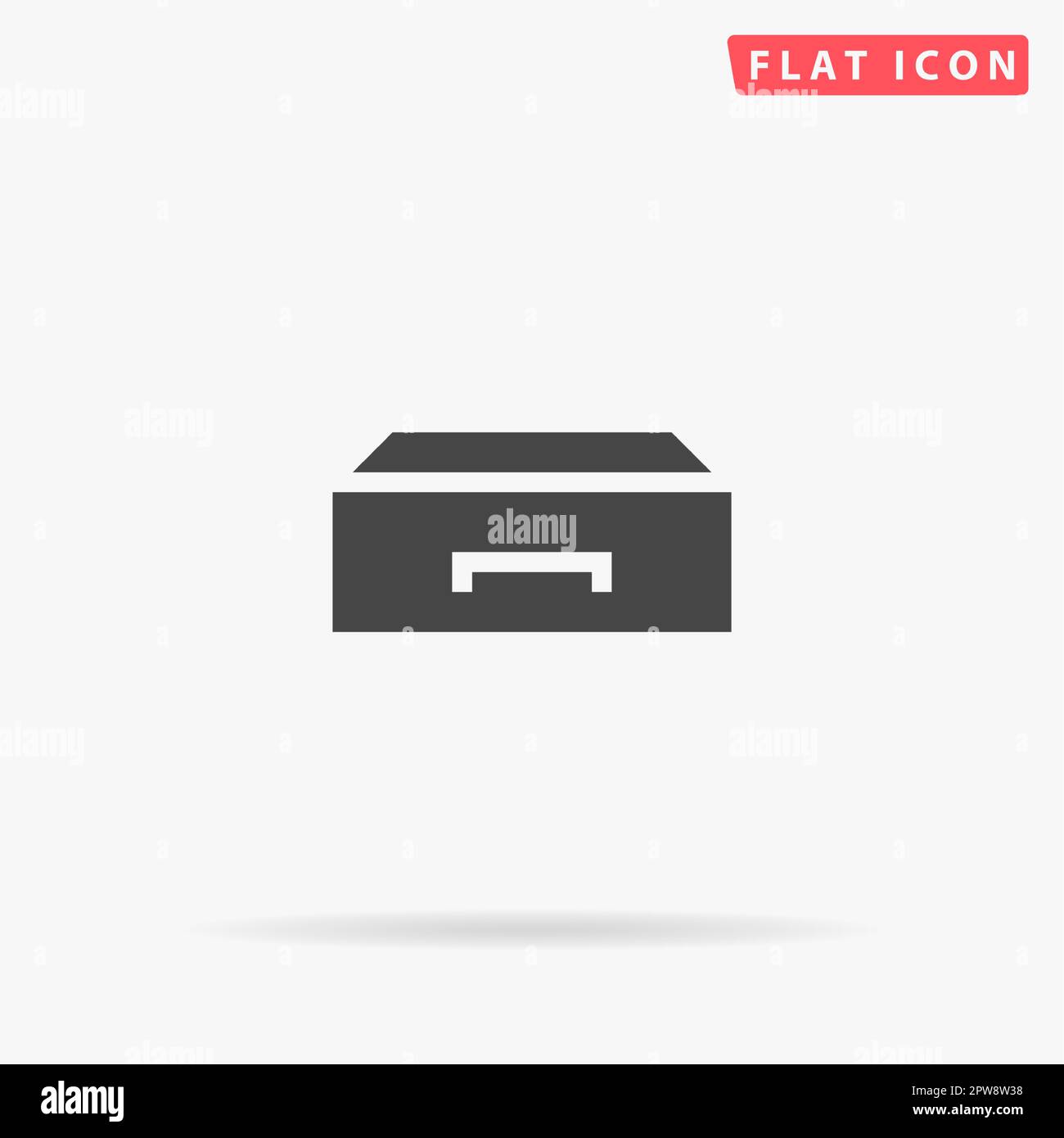 Drawer. Simple flat black symbol with shadow on white background ...
