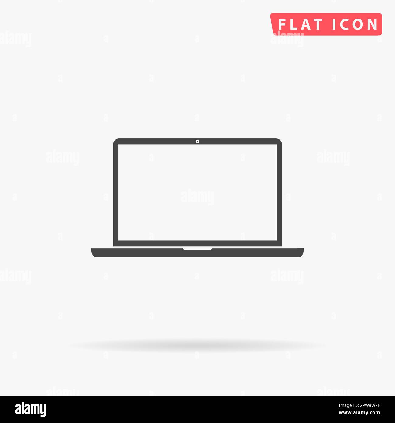 Laptop. Simple flat black symbol with shadow on white background ...