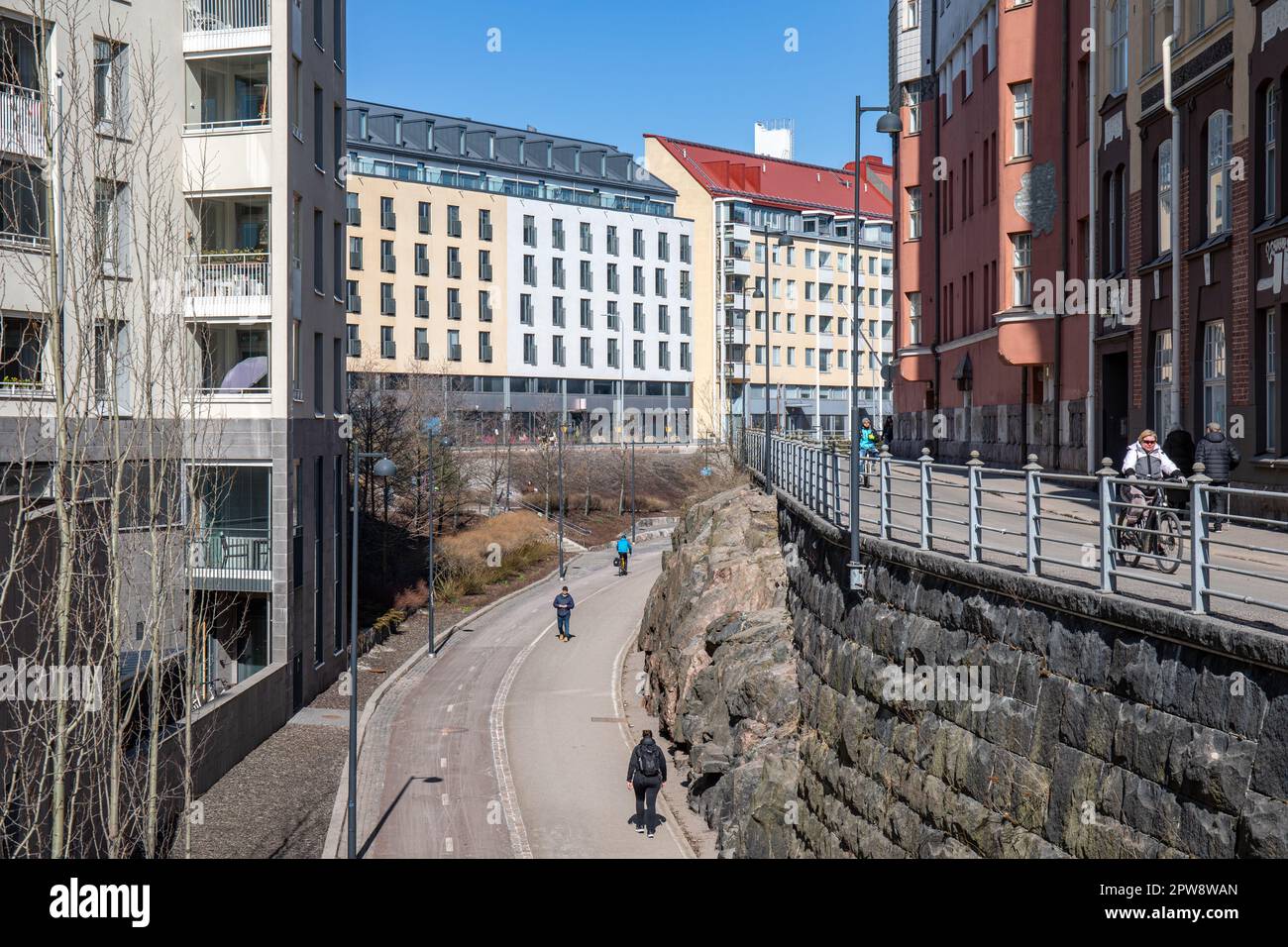 Baana, former railway cutting, now a pedestrian and cycling path in ...