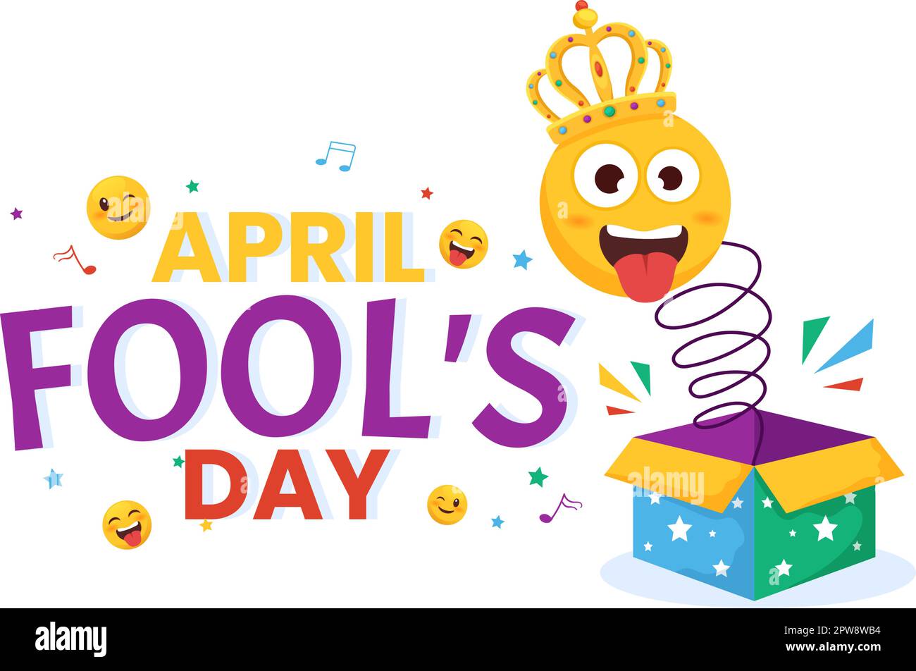 Happy April Fools' Day Celebration Illustration wearing a Jester Hat ...
