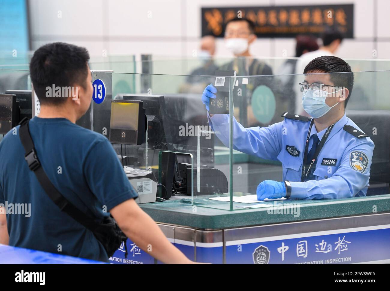Shenzhen, China's Guangdong Province. 29th Apr, 2023. A police officer ...