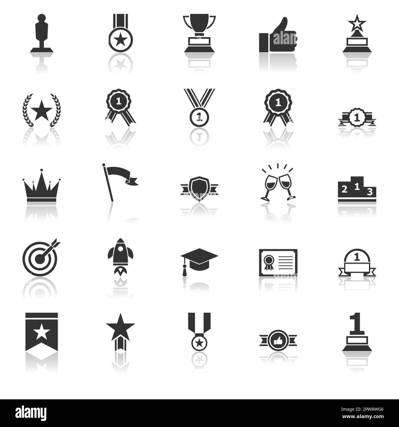 Success icons with reflect on white background Stock Vector Image & Art ...