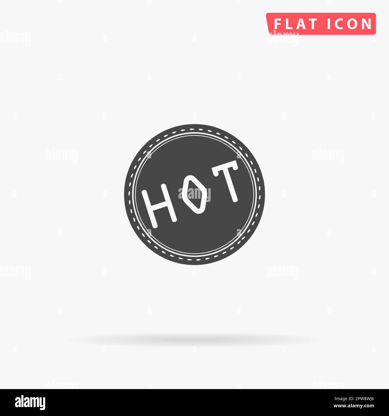 Hot Badge Label or Sticker. Simple flat black symbol with shadow on ...
