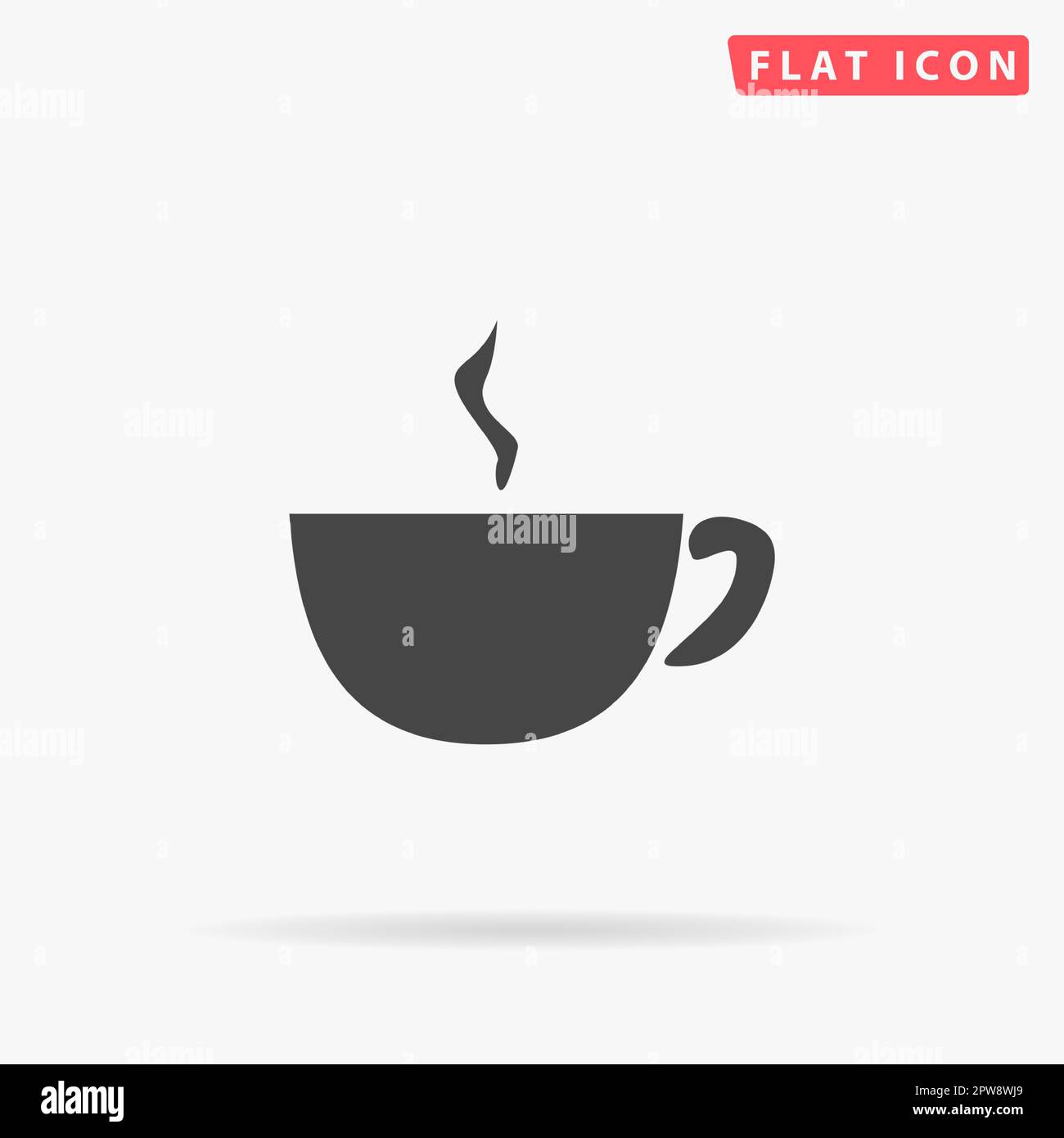 Hot Coffee cup. Simple flat black symbol with shadow on white ...