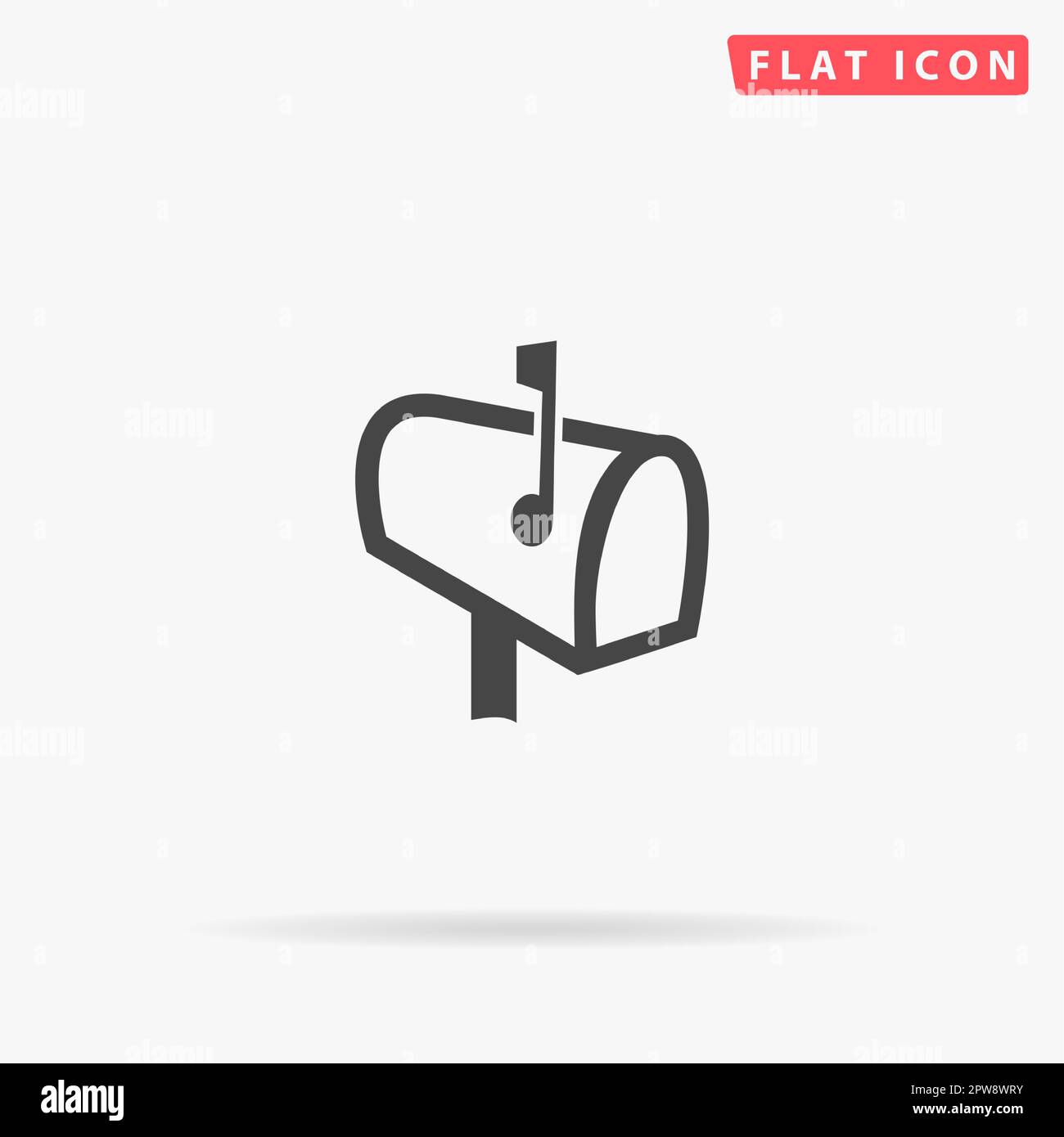 Mailbox. Simple flat black symbol with shadow on white background ...