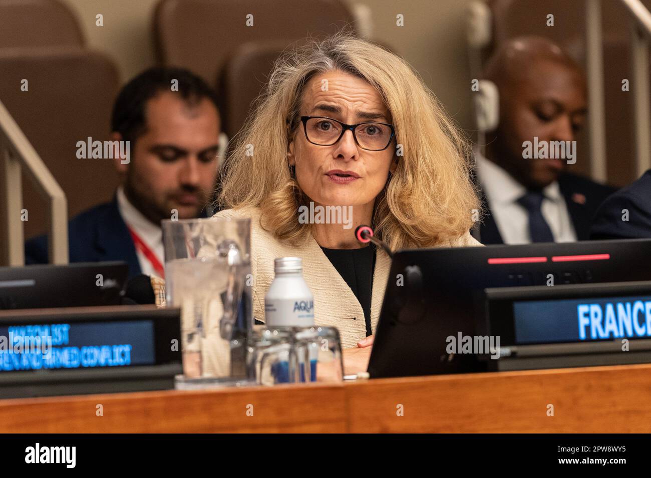 New York, USA. 28th Apr, 2023. Ambassador Nathalie Estival-Broadhurst ...