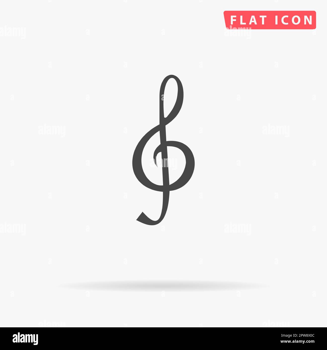 Music note Sheet key. Simple flat black symbol with shadow on white ...