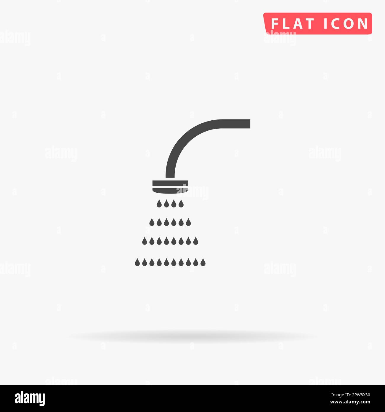 Shower. Simple flat black symbol with shadow on white background ...
