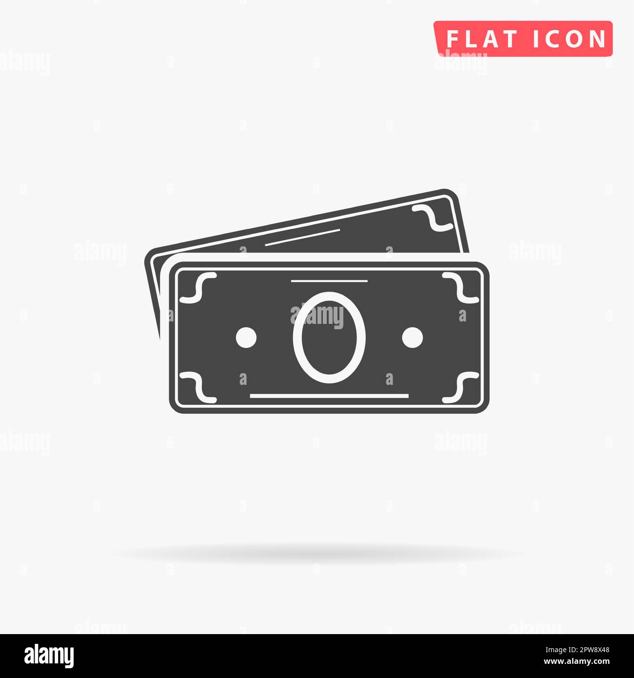 Money Cash. Simple flat black symbol with shadow on white background ...