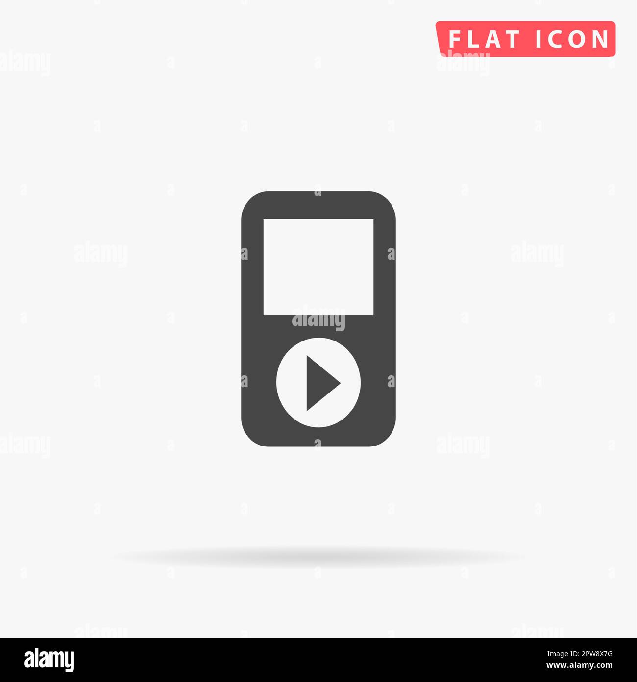 MP3 player. Simple flat black symbol with shadow on white background. Vector illustration ...