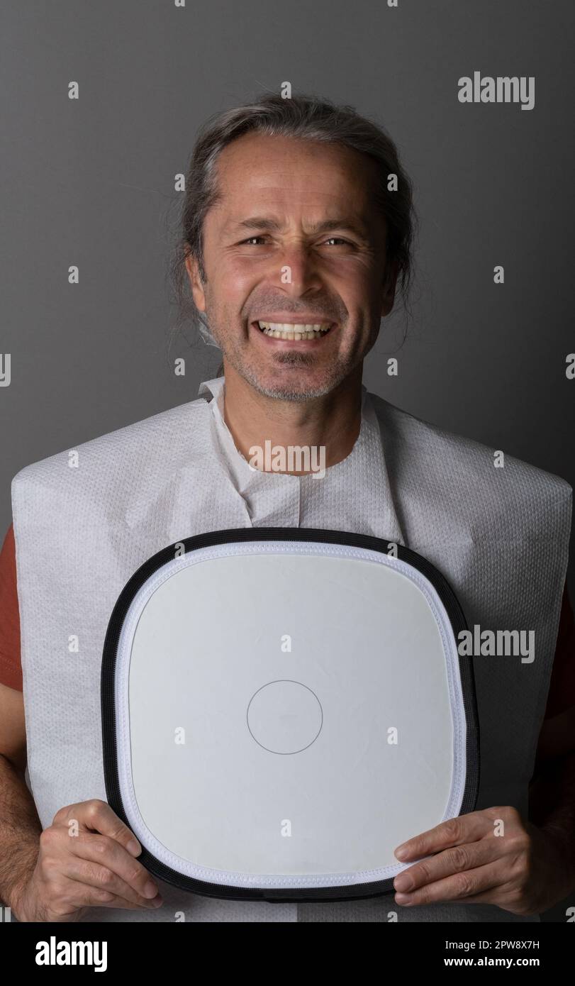 Portrait shot in the dental clinic. For aesthetic dental application ...