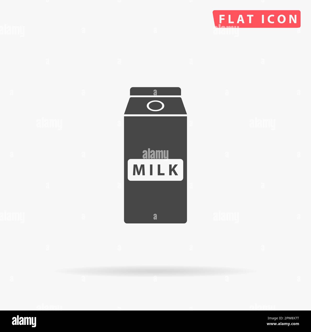 Pack of milk. Simple flat black symbol with shadow on white background ...