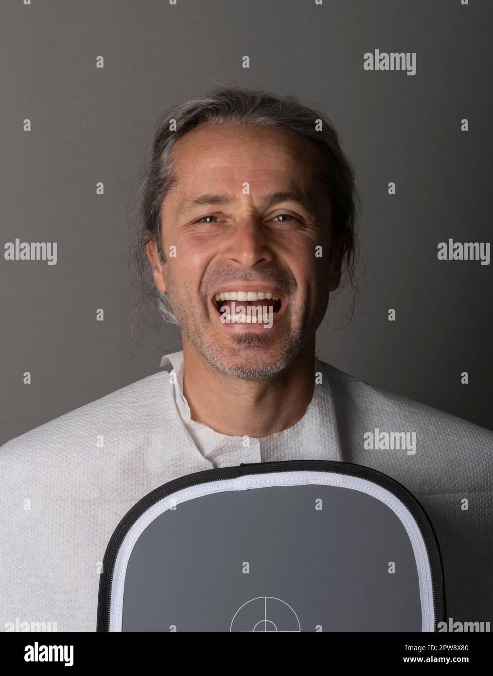 Portrait shot in the dental clinic. For aesthetic dental application ...