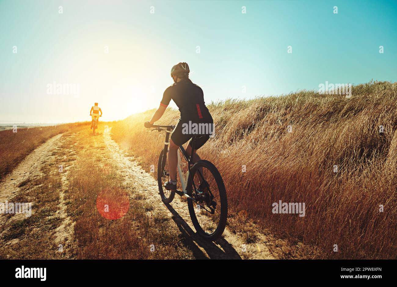 Whats your favorite riding destination. two cyclists out cycling in the ...