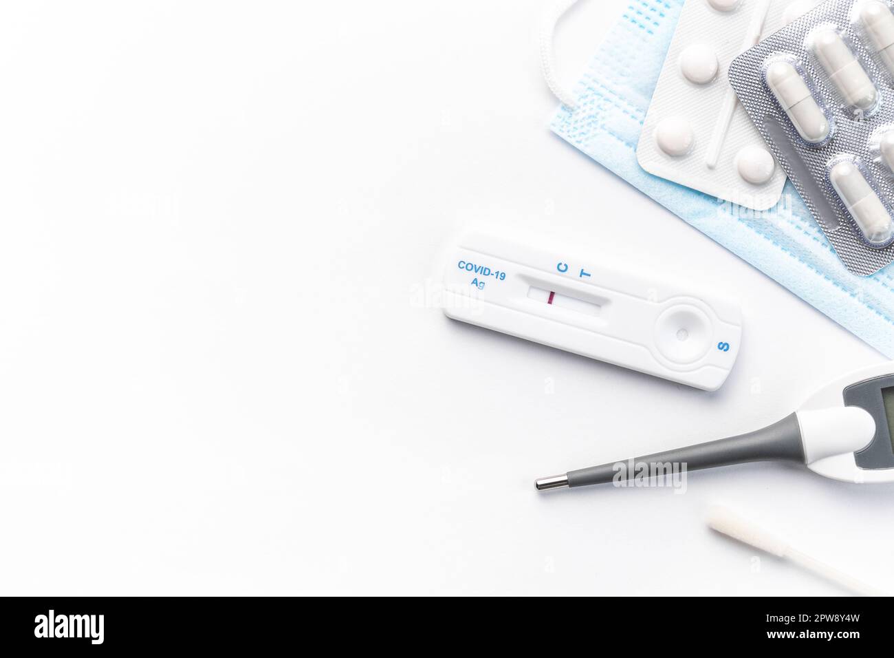 Home testing kit for coronavirus on a white background. Negative Covid ...