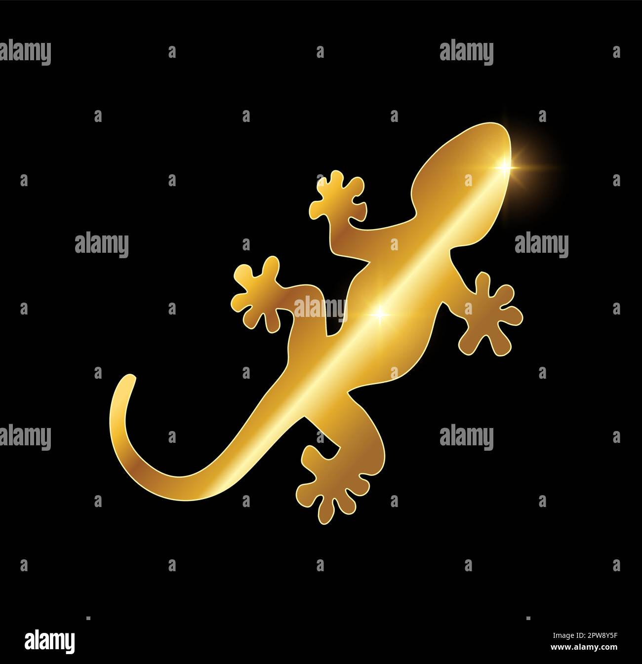 Golden Luxury Gecko Vector icon Illustration Stock Vector Image & Art ...