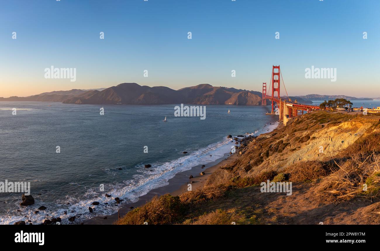 A picture of the Golden Gate Bridge and the Golden Gate strait as seen ...