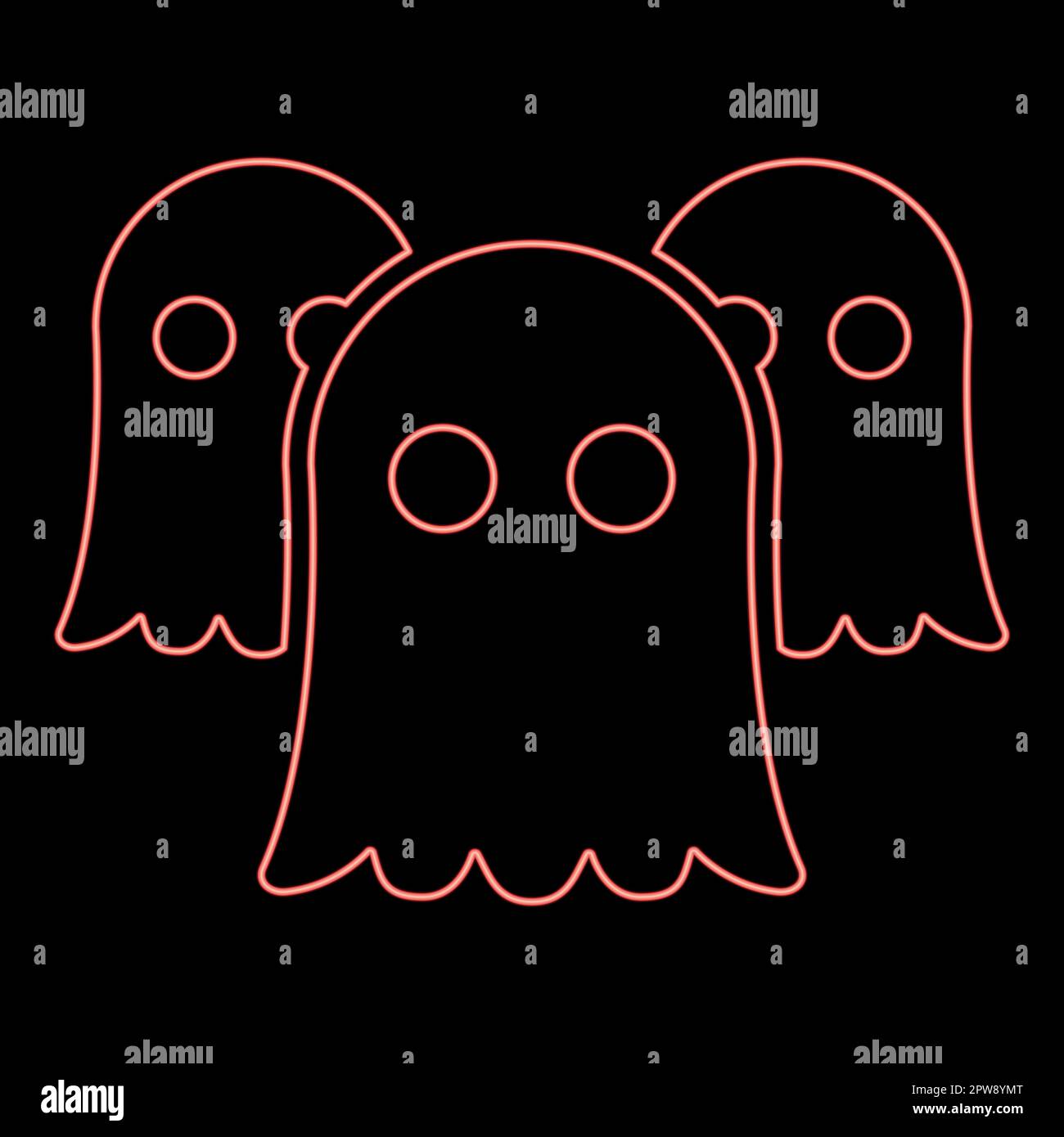Neon spirits Ghosts red color vector illustration image flat style ...