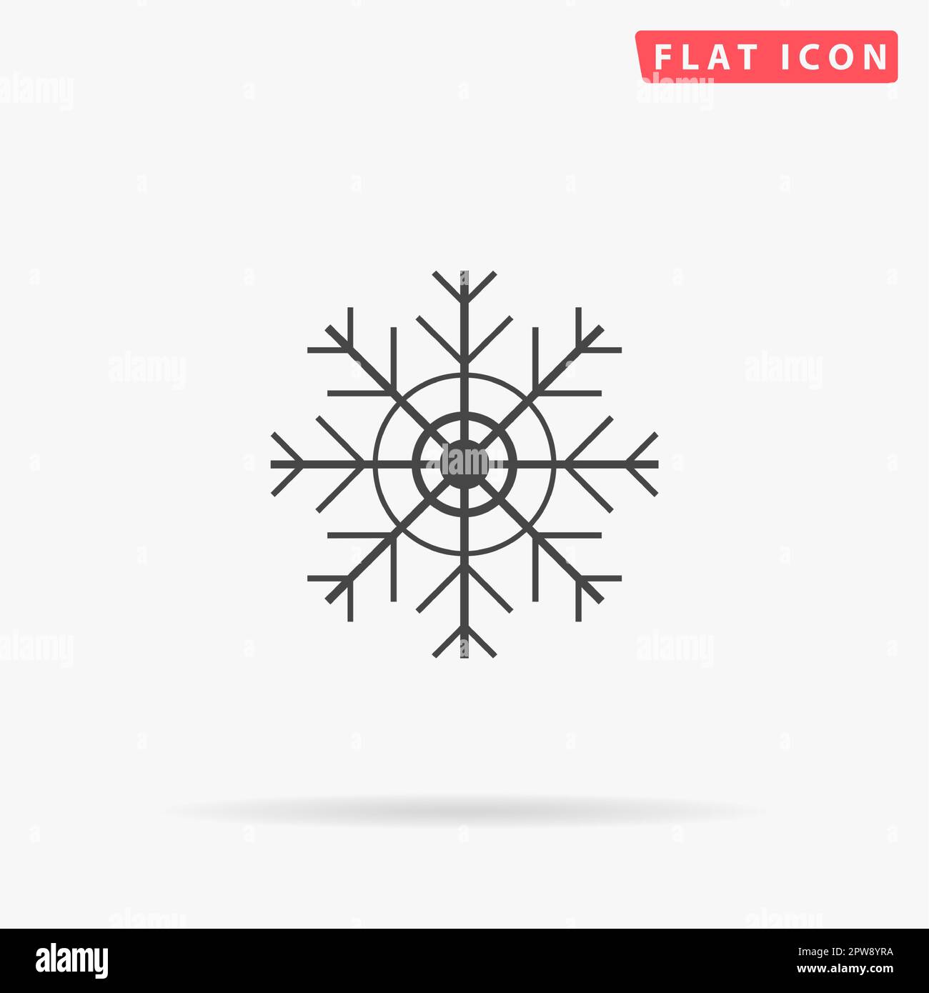 Snowflake. Simple flat black symbol with shadow on white background ...