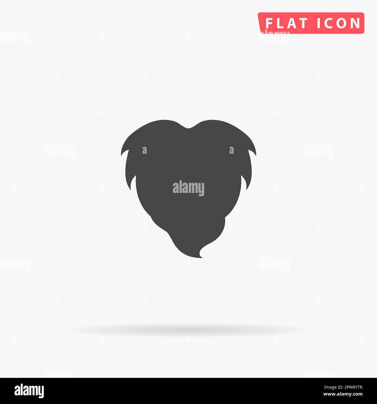 Beard. Simple flat black symbol with shadow on white background. Vector illustration pictogram ...
