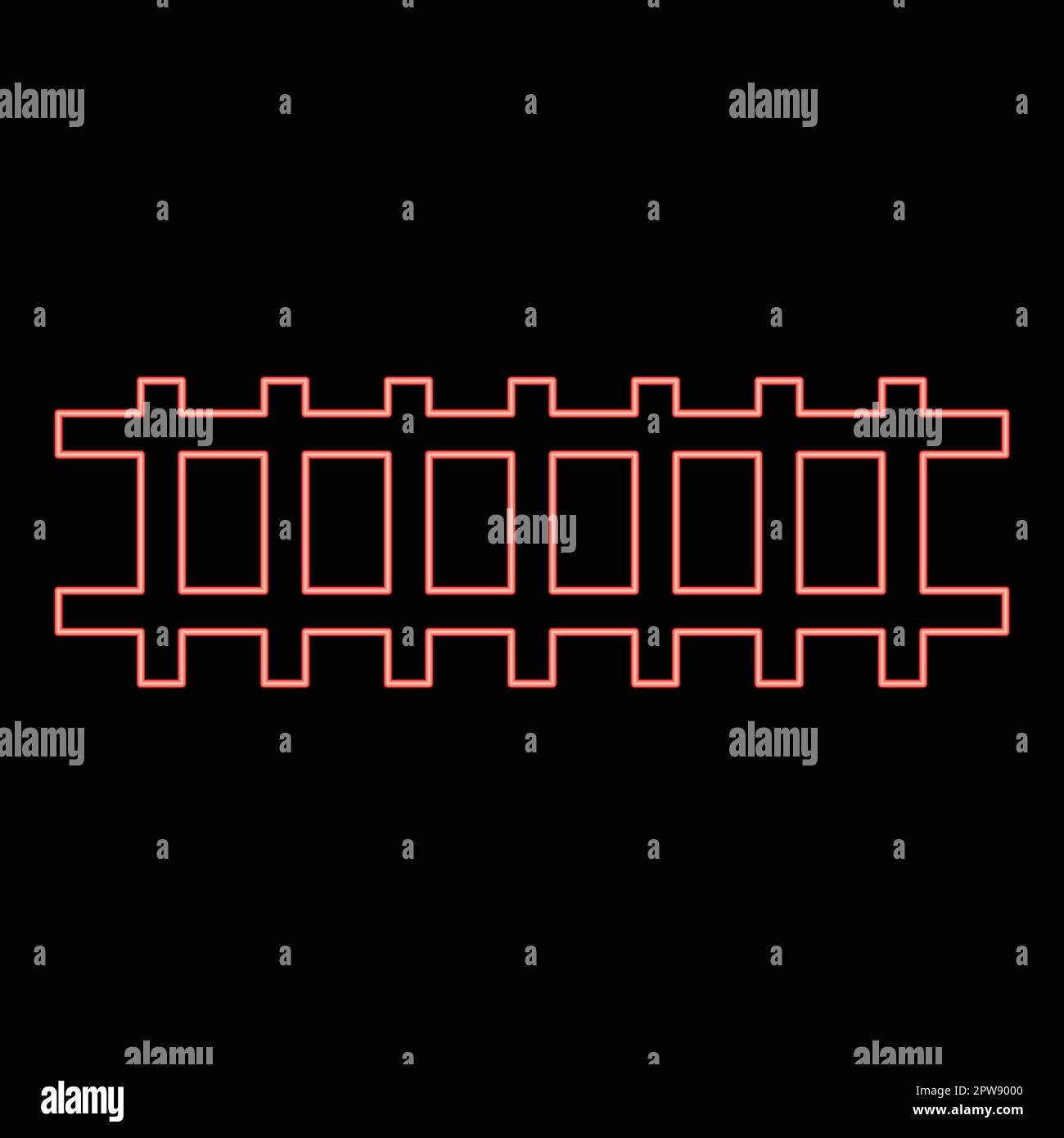 Neon rail rails Railroad Railway Train track red color vector ... Neon rail rails Railroad Railway Train track red color vector ...
