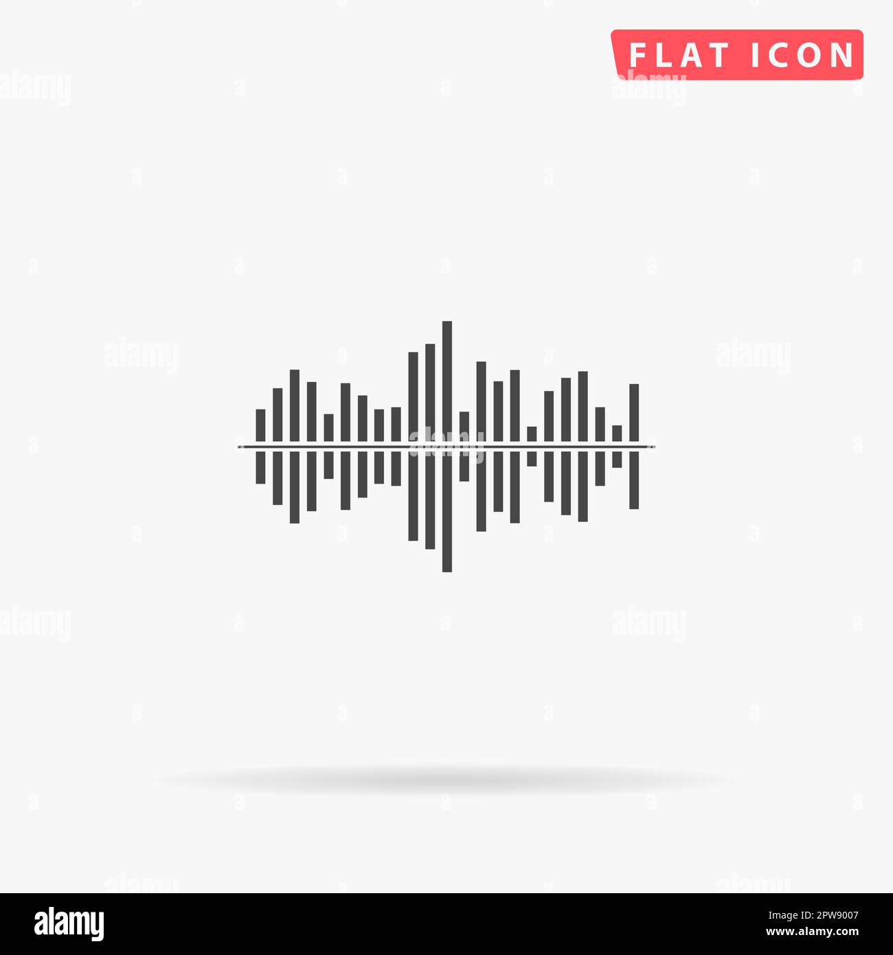 Sound waveequalizer music. Simple flat black symbol with shadow on ...