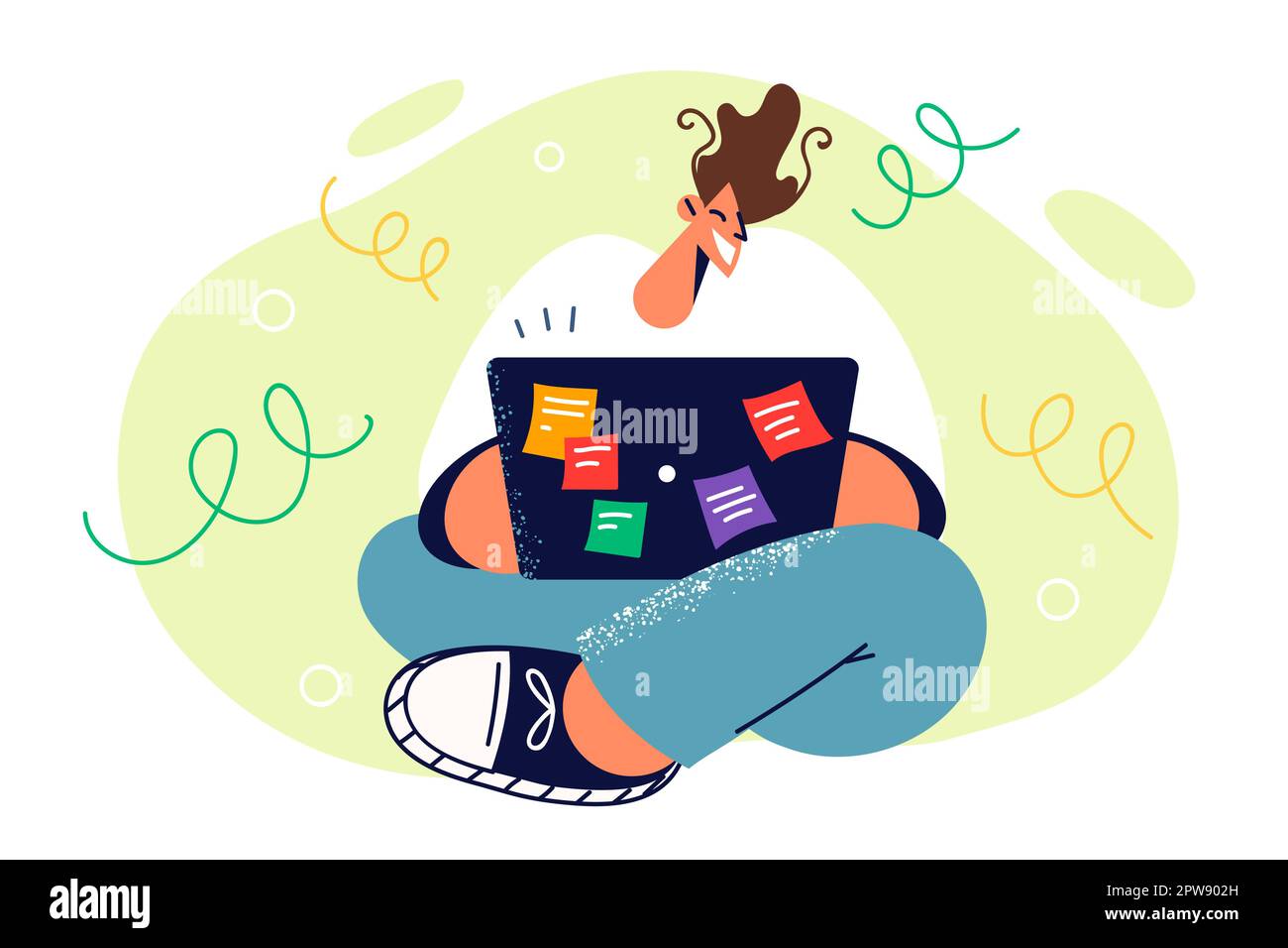 College student laptop typing Stock Vector Images - Alamy