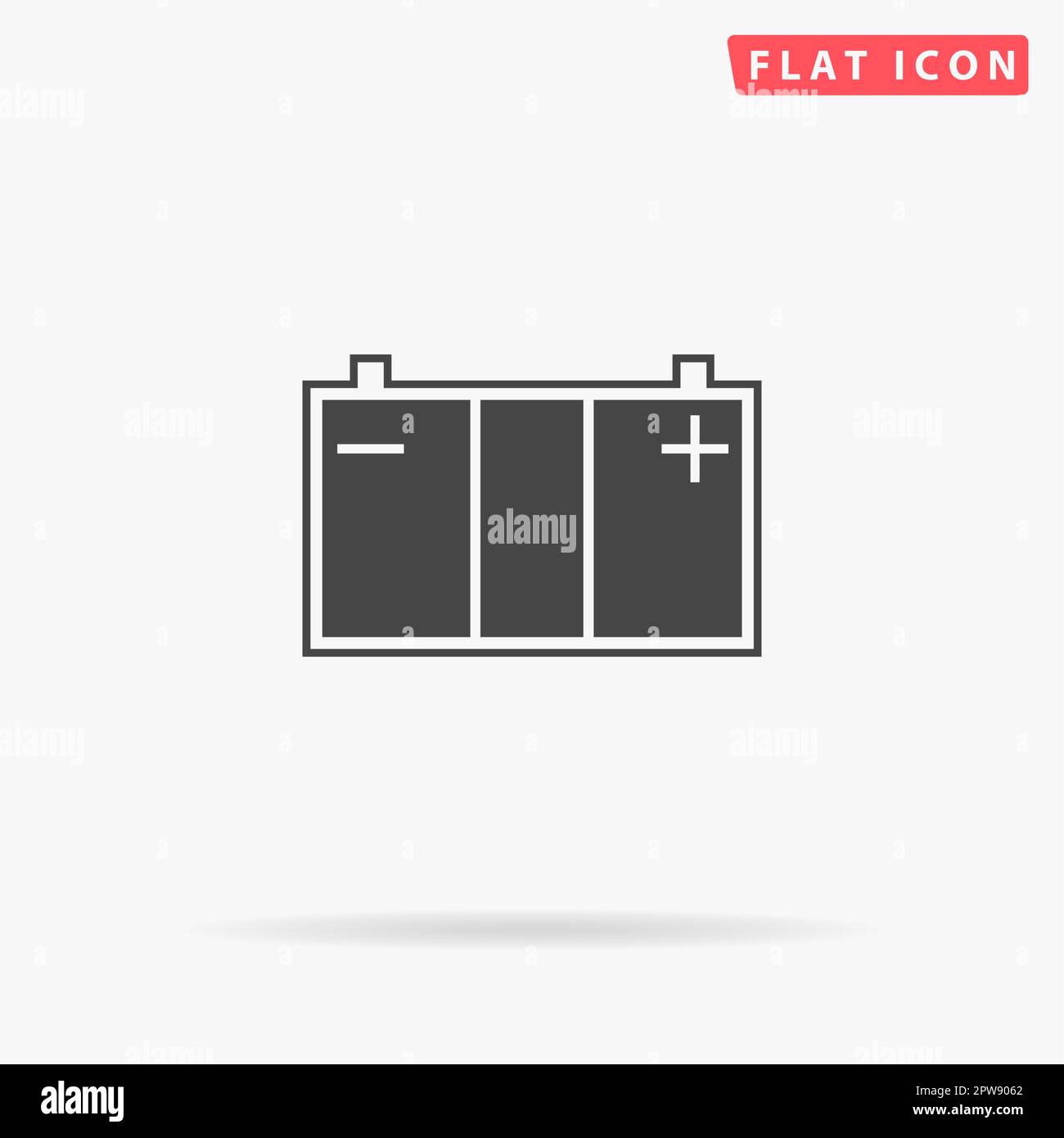 Car battery. Simple flat black symbol with shadow on white background ...