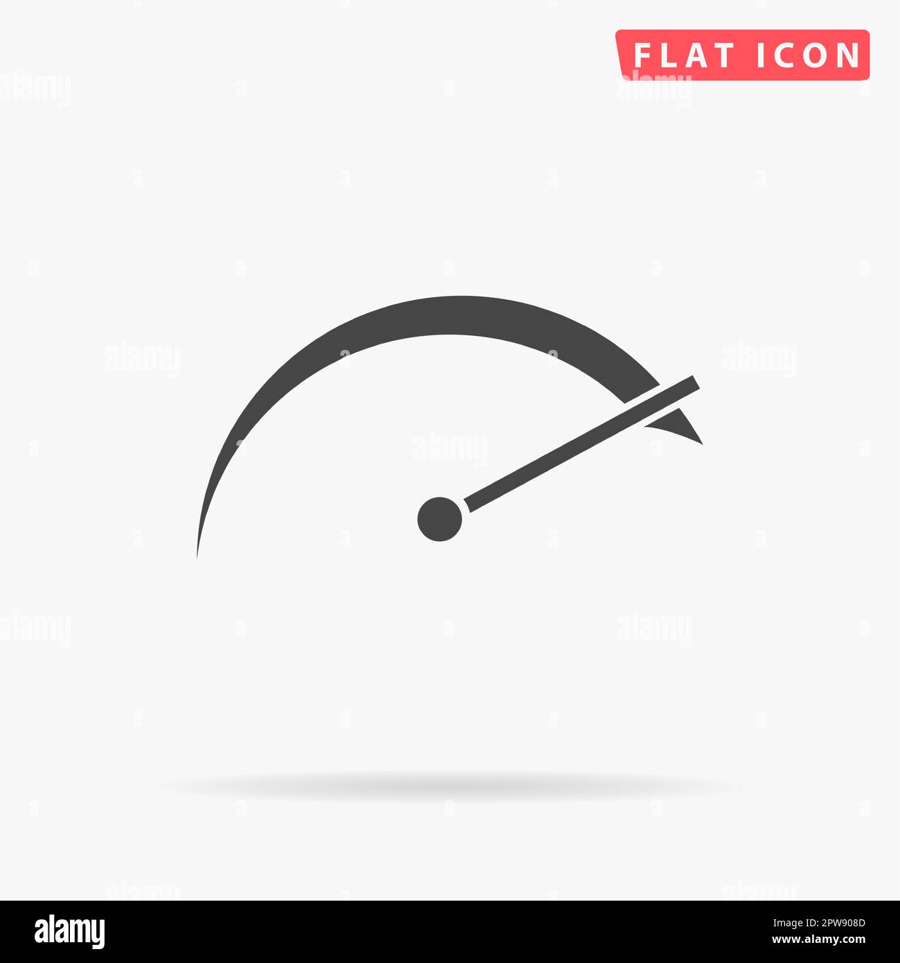 Tachometer. Simple flat black symbol with shadow on white background ...