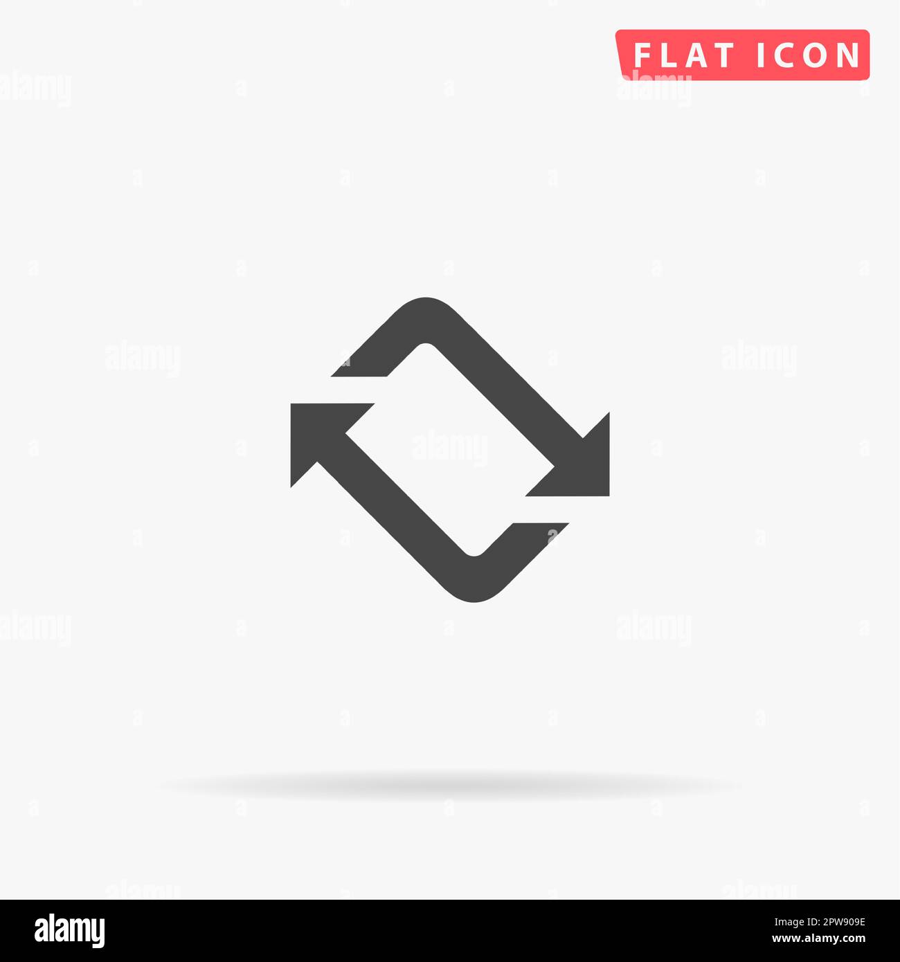 Spinning, rotating arrows. Simple flat black symbol with shadow on ...