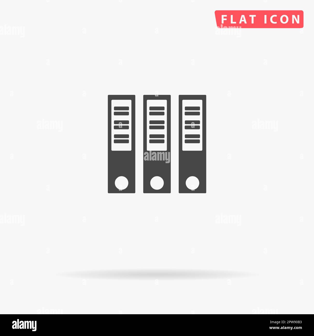 Binders. Simple flat black symbol with shadow on white background ...