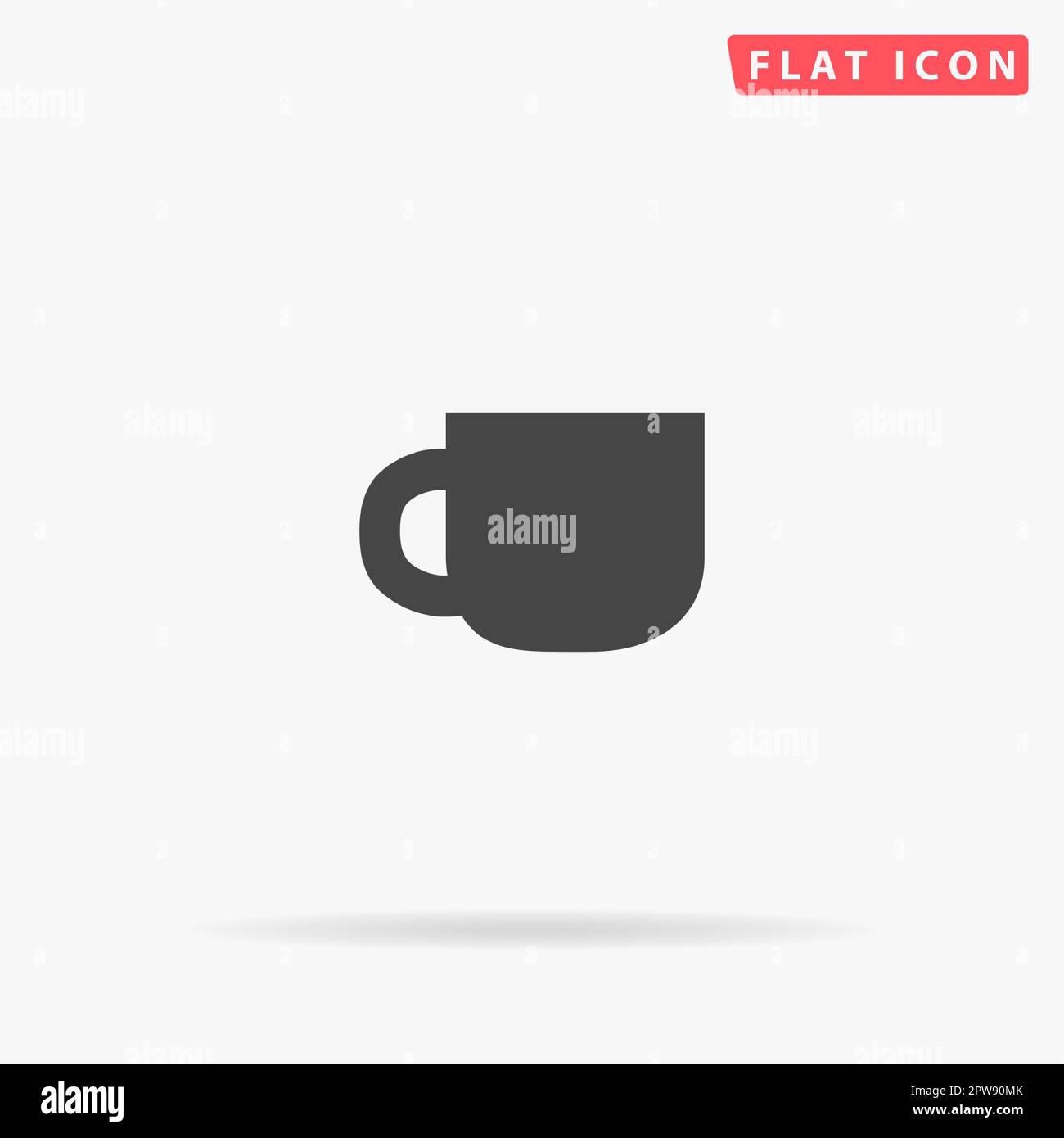 Coffee cup. Simple flat black symbol with shadow on white background ...