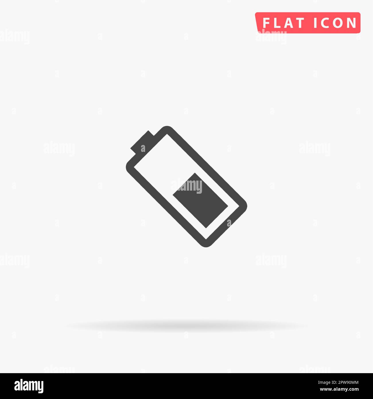 Battery. Simple flat black symbol with shadow on white background ...