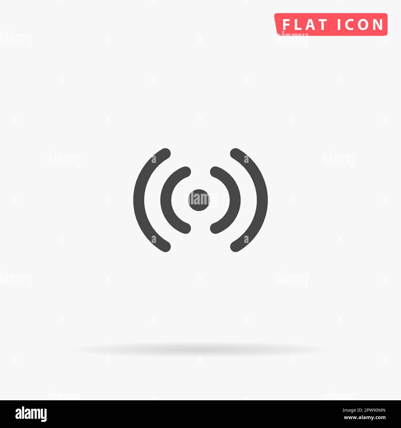 Wireless Network zone. Signal. Simple flat black symbol with shadow on ...