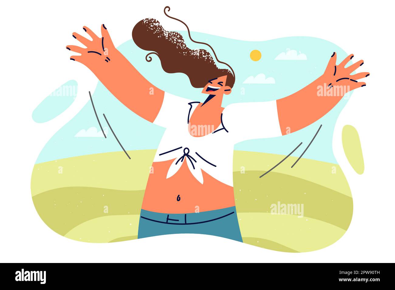 Sun Rays Cartoon Girl