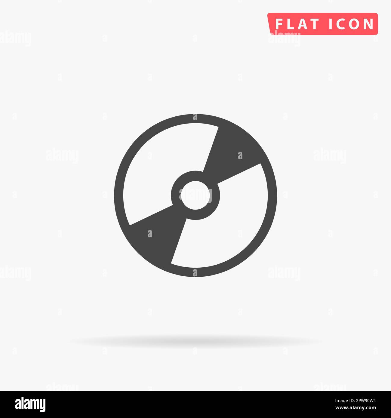 CD or DVD. Simple flat black symbol with shadow on white background ...