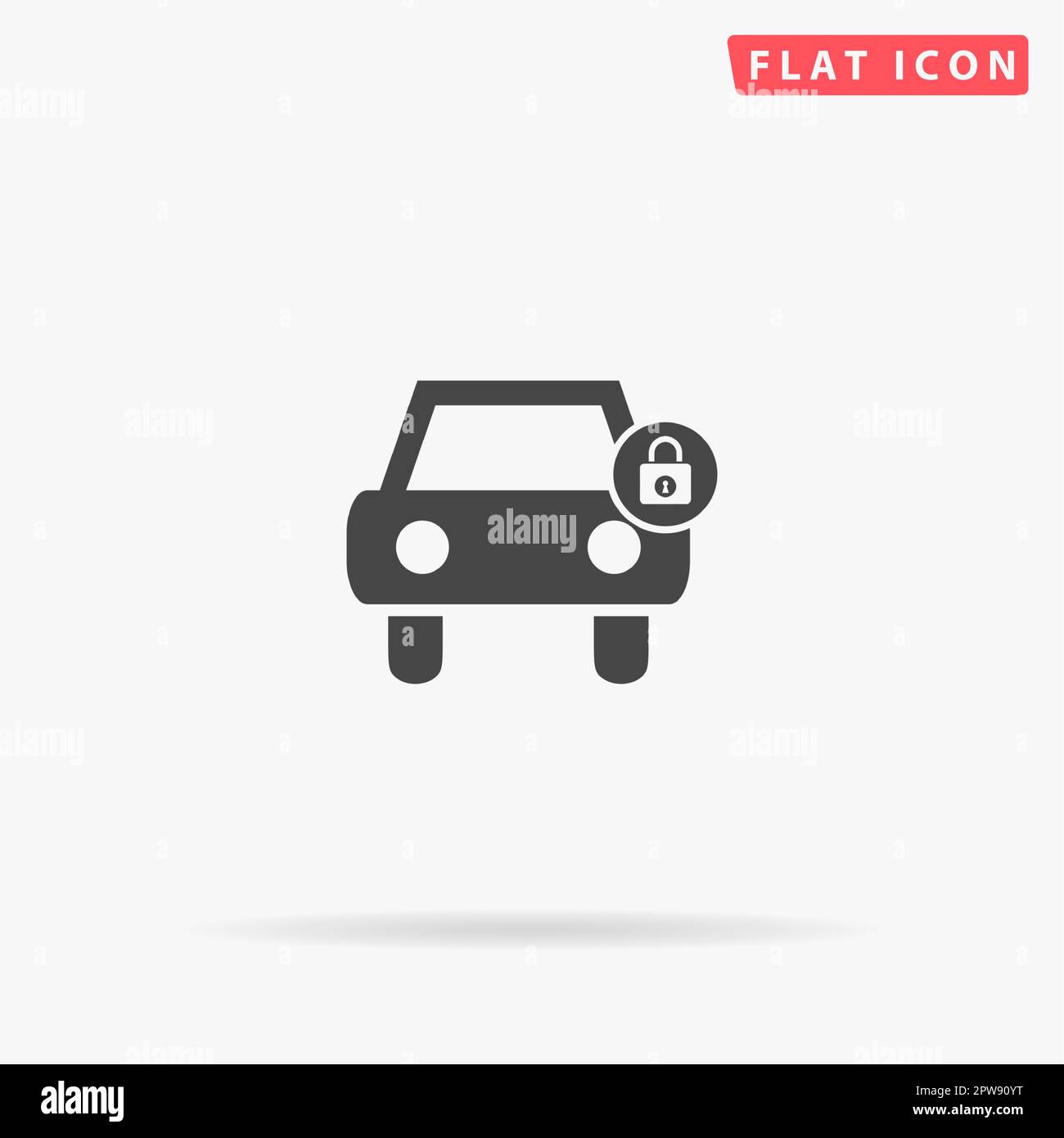 Car lock. Simple flat black symbol with shadow on white background ...