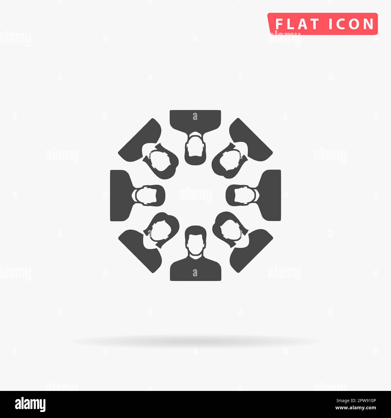 Work team concept. Simple flat black symbol with shadow on white ...