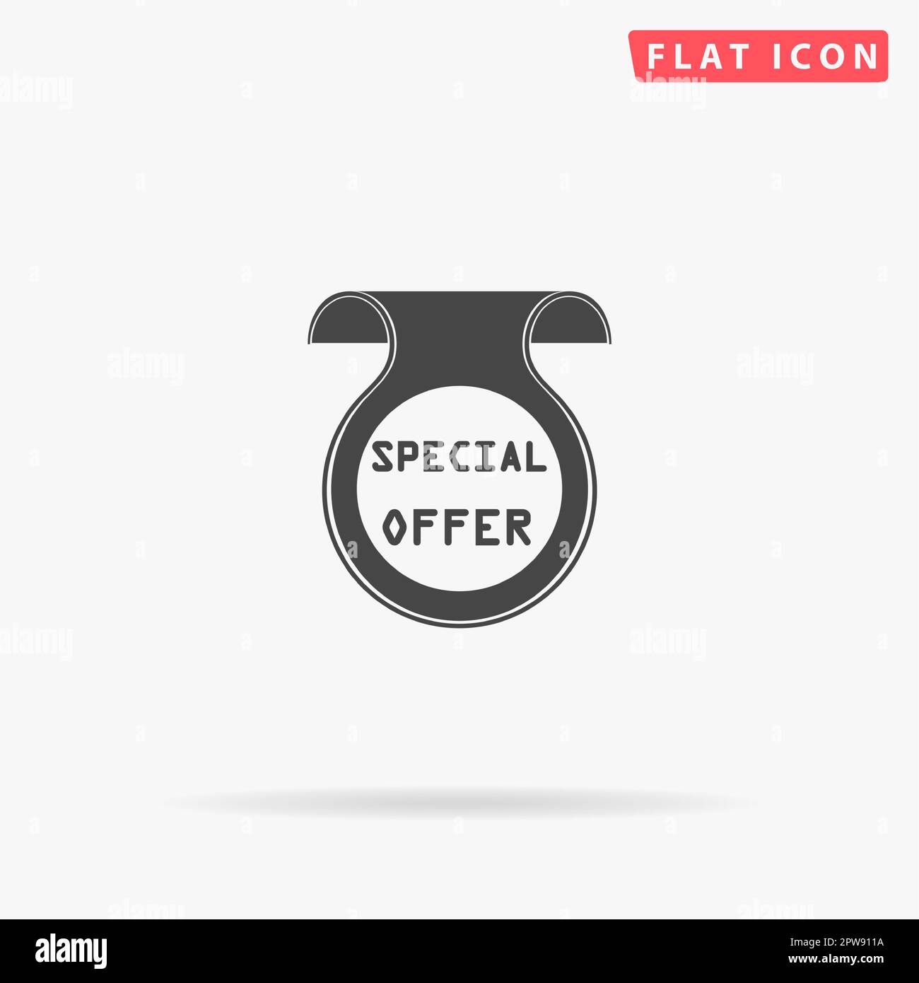 Bookmark with Special Offer message. Simple flat black symbol with ...