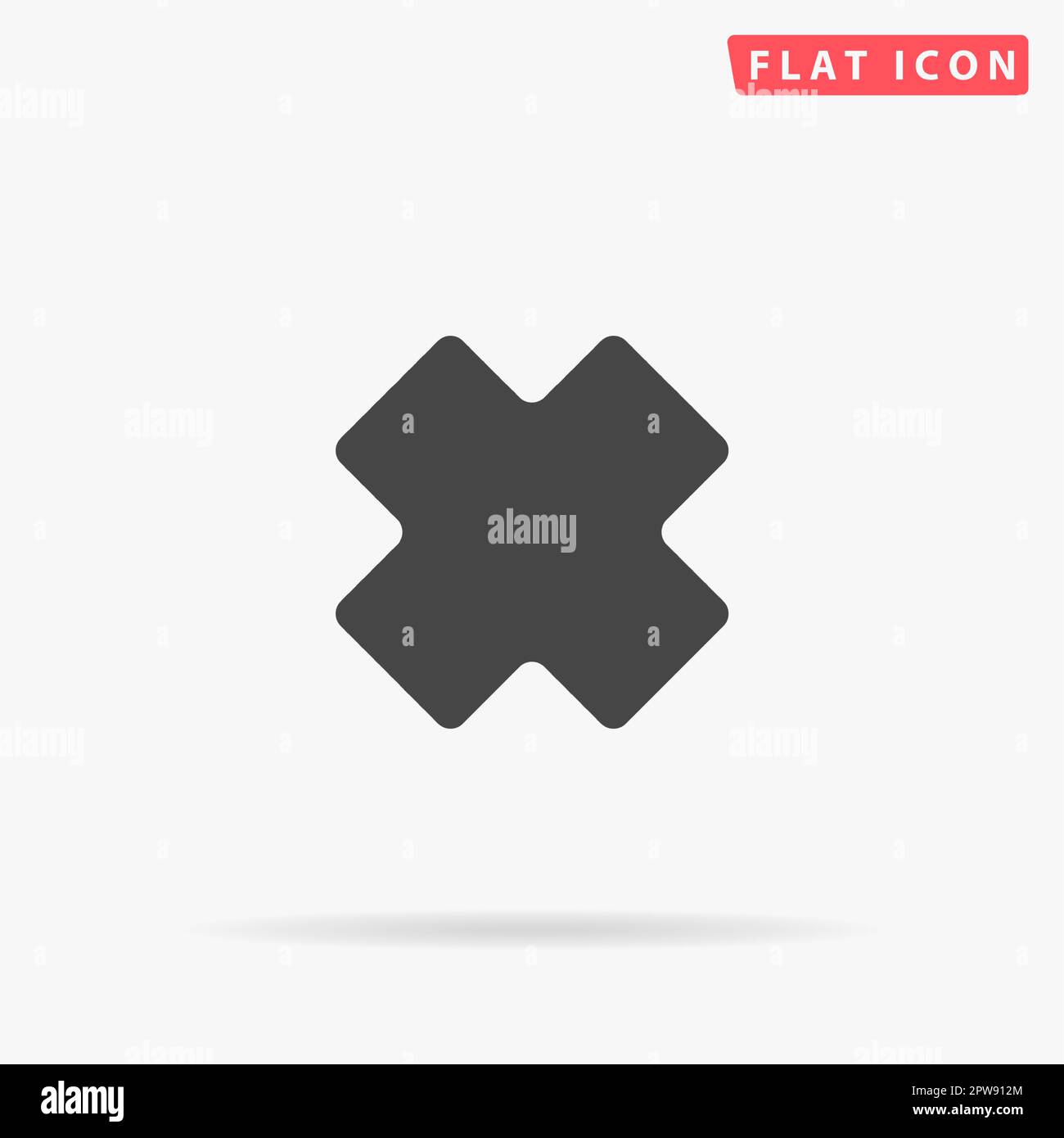 Cross. Simple flat black symbol with shadow on white background. Vector ...