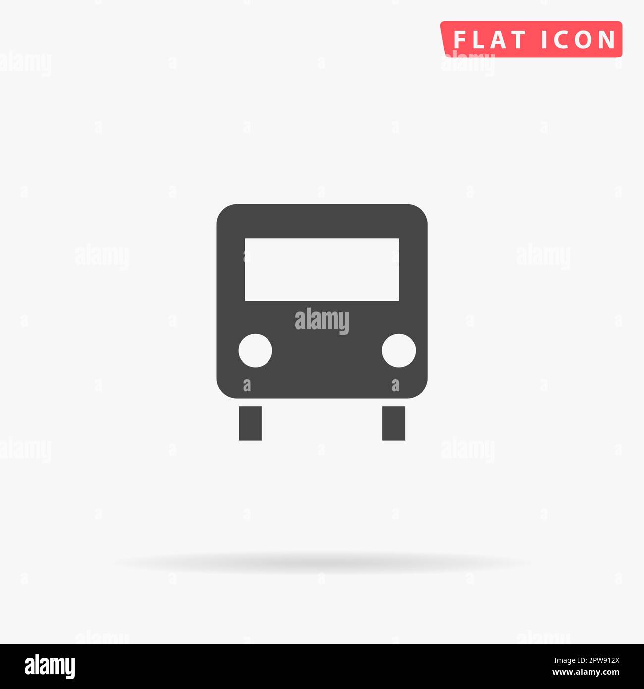 Bus. Simple flat black symbol with shadow on white background. Vector illustration pictogram ...