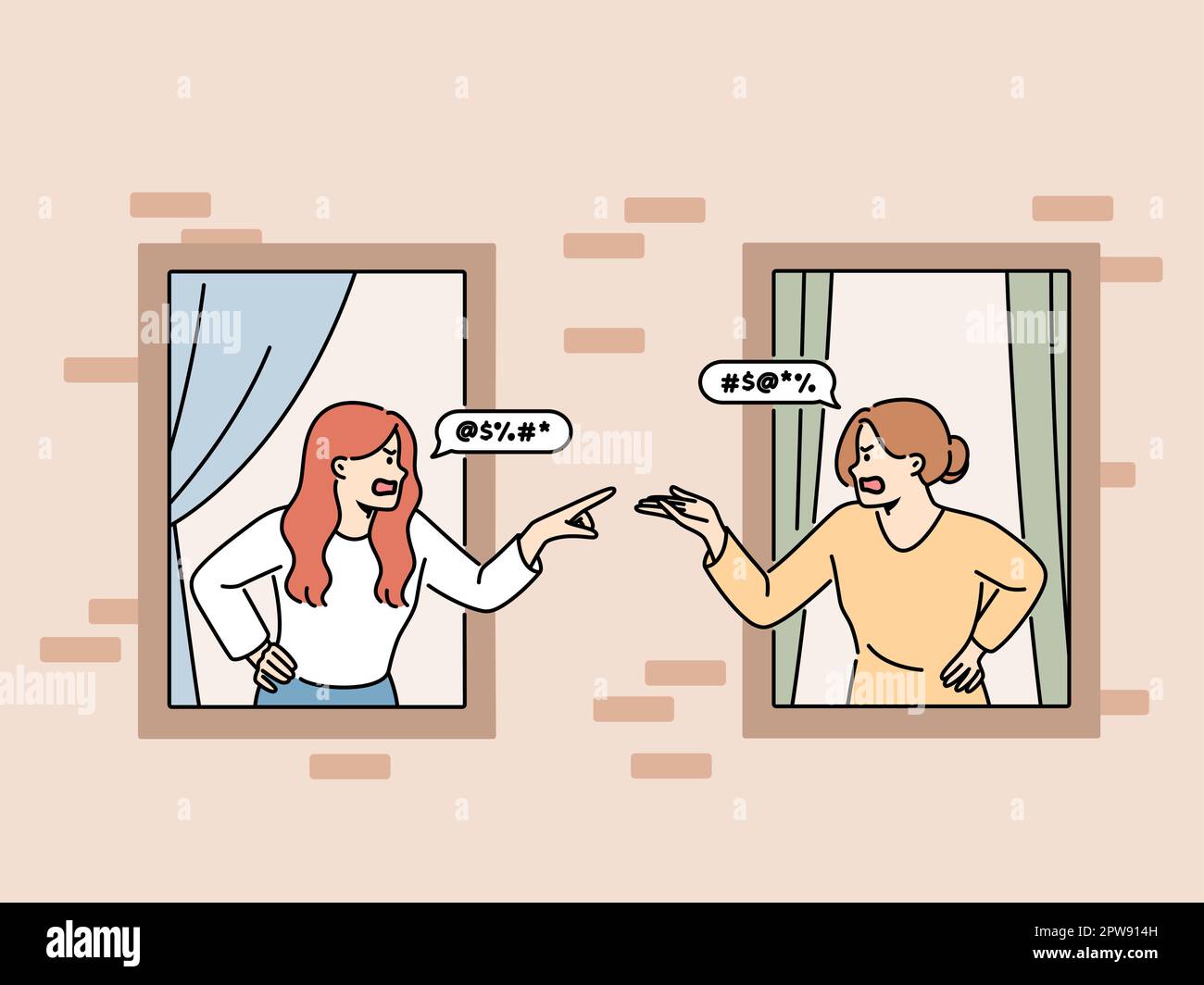 Angry women neighbors quarrelling in windows Stock Vector Image & Art ...
