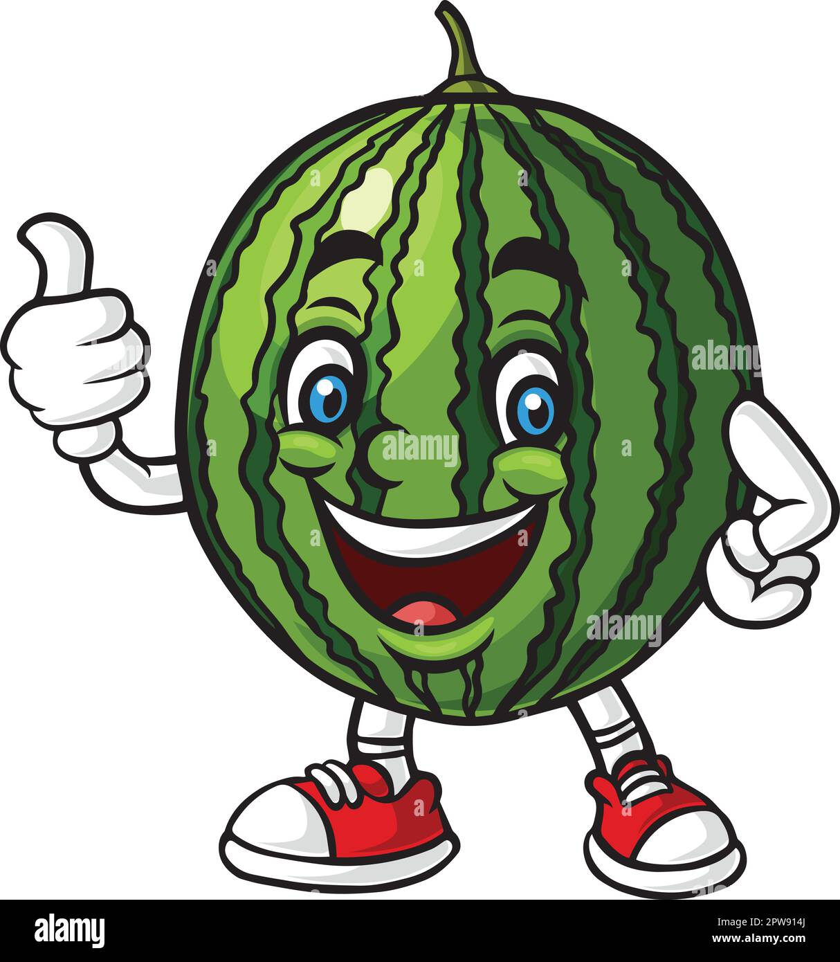 Cartoon watermelon character giving a thumbs up Stock Vector Image ...