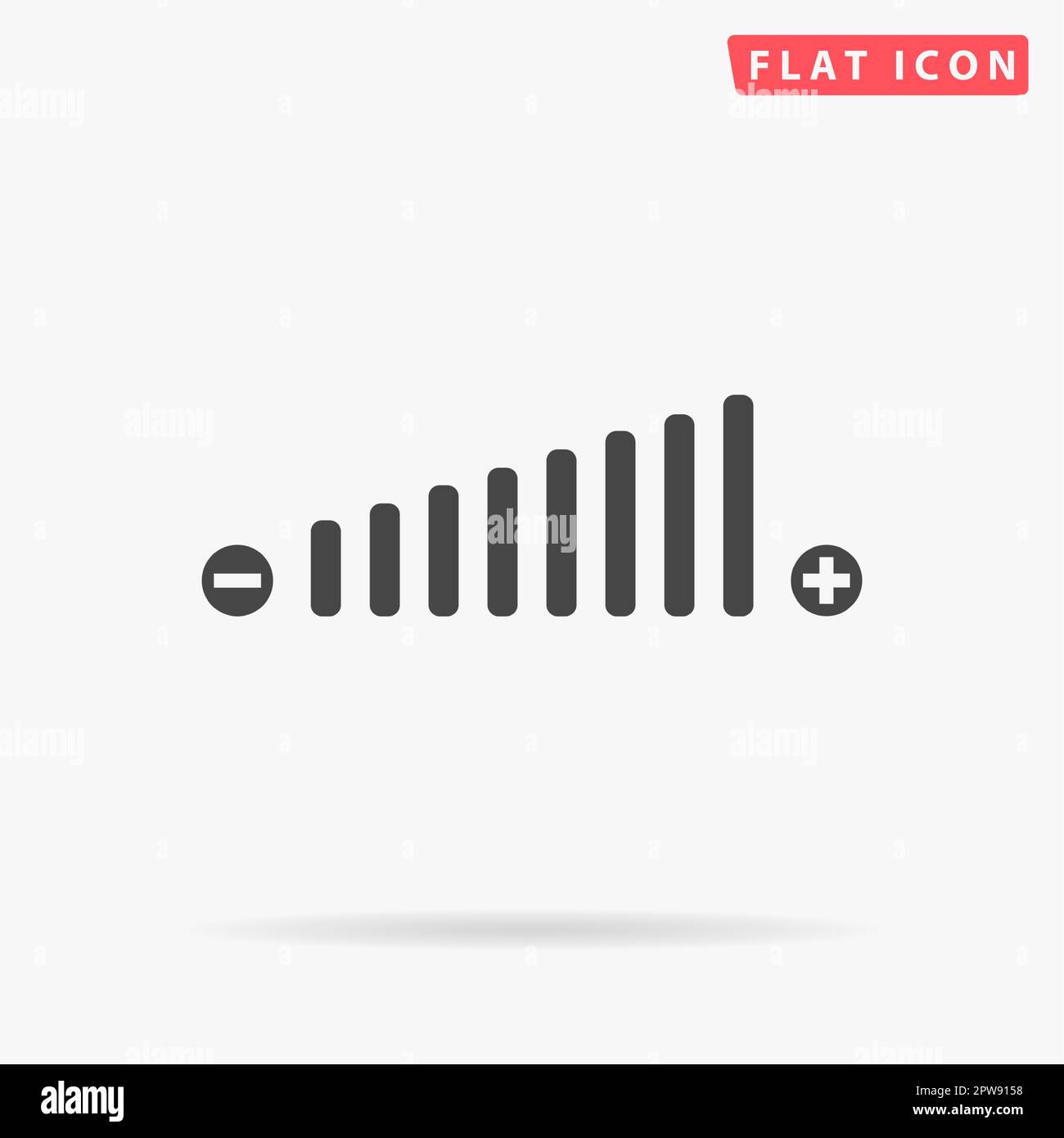 Volume adjustment. Simple flat black symbol with shadow on white background. Vector illustration ...