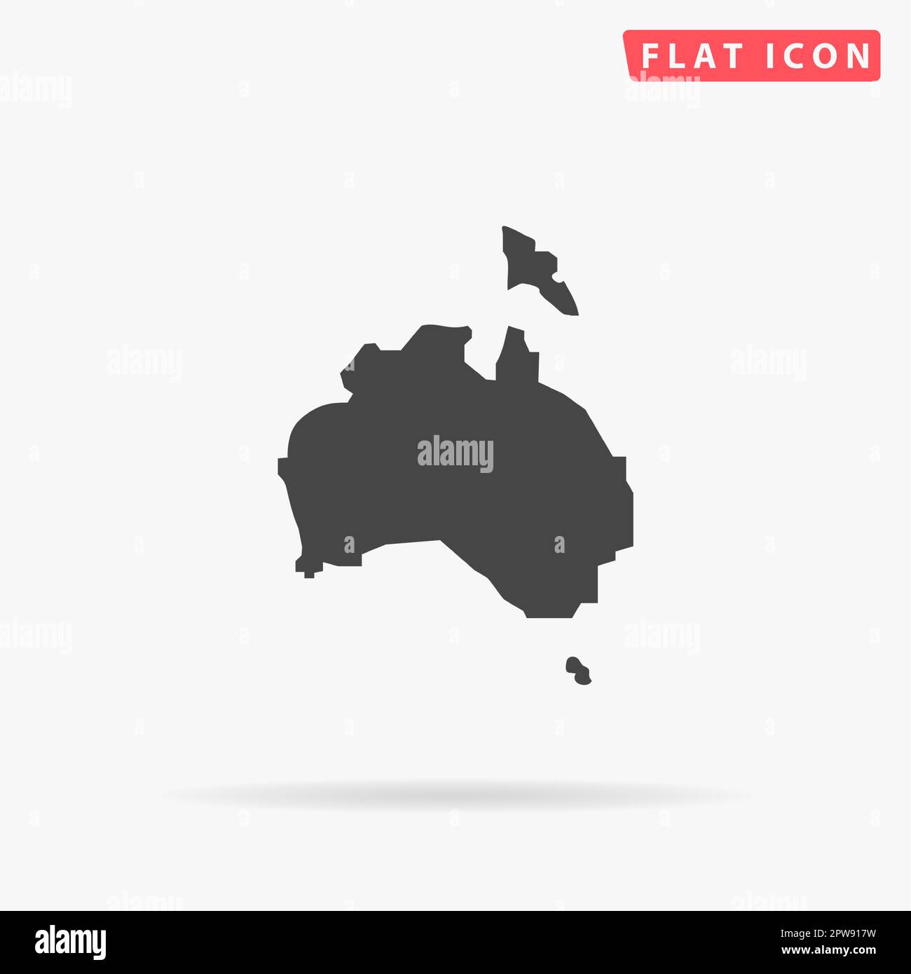 Australia map. Simple flat black symbol with shadow on white background ...