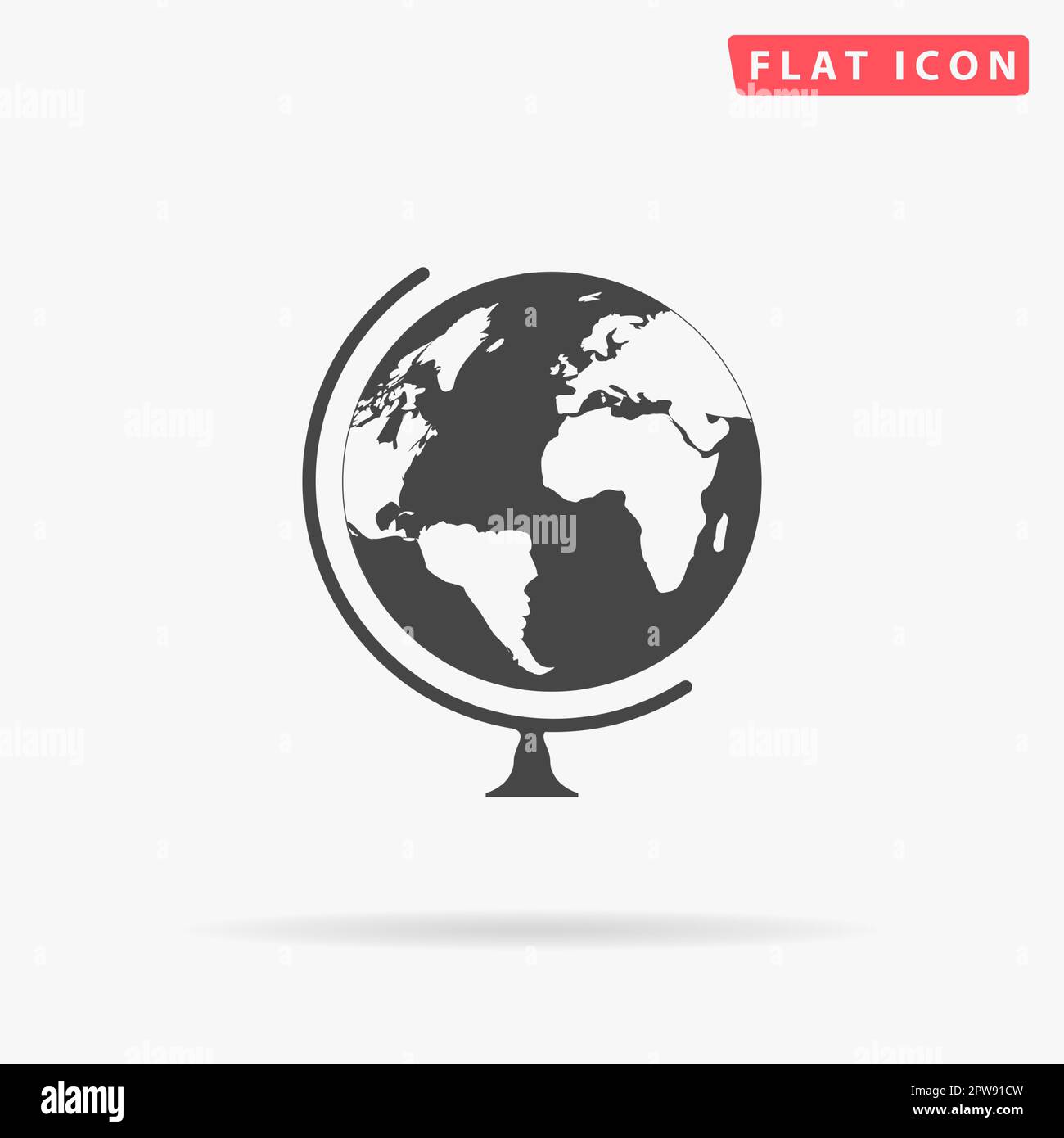 Globe. Simple flat black symbol with shadow on white background. Vector ...