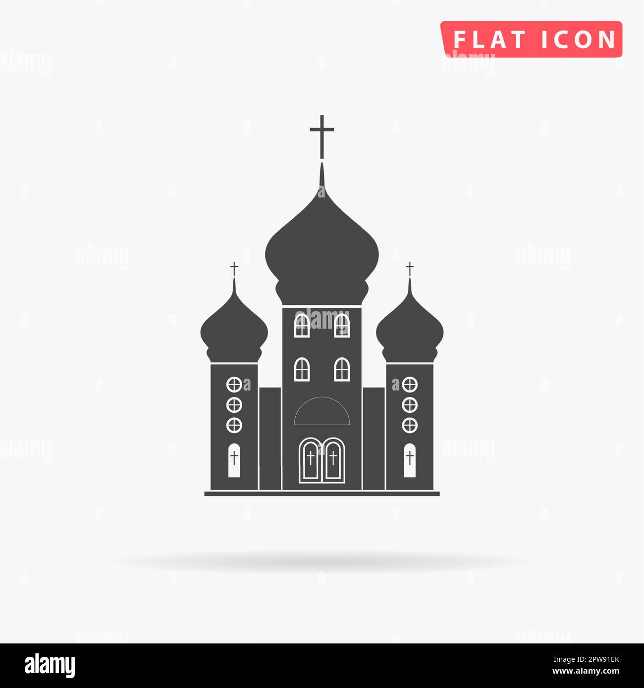 Church. Simple flat black symbol with shadow on white background ...